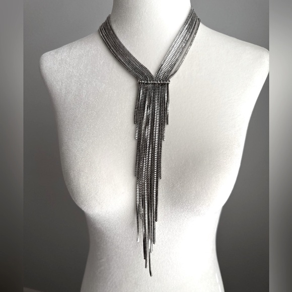 Free People | Jewelry | Free People Silver Tone Drippy Layered Fringe ...